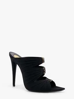 Saint Laurent Emilie Satin Sandals With Rhinestone Logo Detail - Multicolor