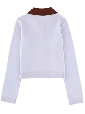 SELF-PORTRAIT Jersey Knit Sweater With Contrast Collar