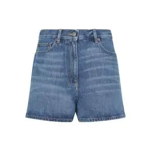 Valentino Garavani Medium Cotton Denim Shorts - Blue