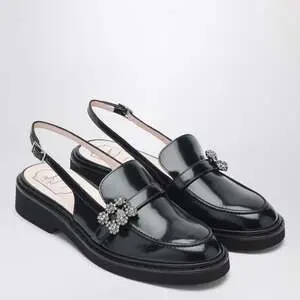 ROGER VIVIER Slingback Loafers With Efflorescence Buckle - Black