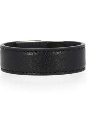 TOM FORD Leather Bracelet With Gold Tone Clasp - Black