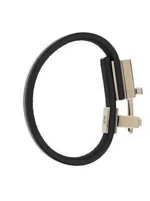 TOM FORD Leather Bracelet With Gold Tone Clasp - Black