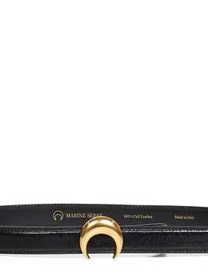 MARINE SERRE Black Shiny Calf Leather Moon Medium Belt