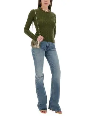 Rabanne Wool Jersey With Cable Knit Detail