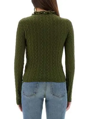 Rabanne Wool Jersey With Cable Knit Detail