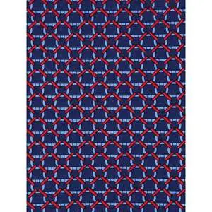 FERRAGAMO Gancini Link Print Silk Neck Tie - Blue