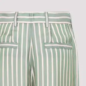 Dries Van Noten And White Striped Cupro Pants - Green