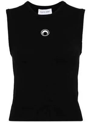 MARINE SERRE Fine Knit Crescent Moon Embroidery Sleeveless Vest - Multicolor
