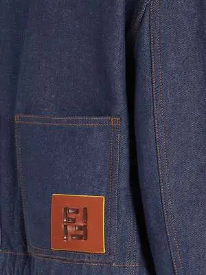 Fendi Denim Jacket With Embroidered Logo - Blue