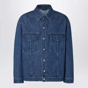 Fendi Denim Oversized Jacket With Ff Motif - Blue
