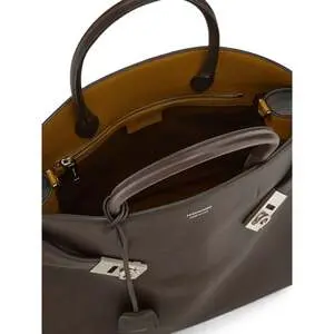 FERRAGAMO Gancini Buckle Calf Leather Tote Bag