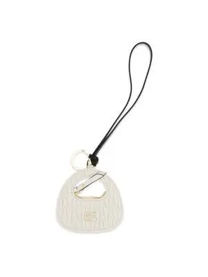 Miu Miu Wander Bag Leather Keyring - White