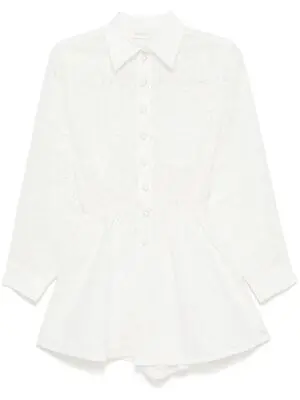 Zimmermann White Heart Motif Linen Playsuit - Multicolor