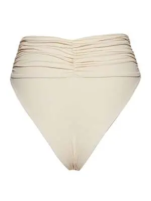 Magda Butrym High Waisted Bikini Bottoms With Floral Embellishment - Cream