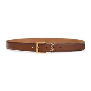 Saint Laurent Leather Belt With Gold-tone Buckle