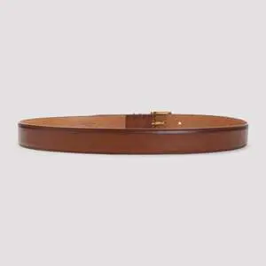 Saint Laurent Leather Belt With Gold-tone Buckle