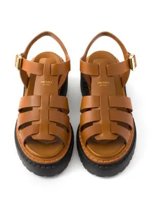 Prada Leather Cage Sandals - Multicolor