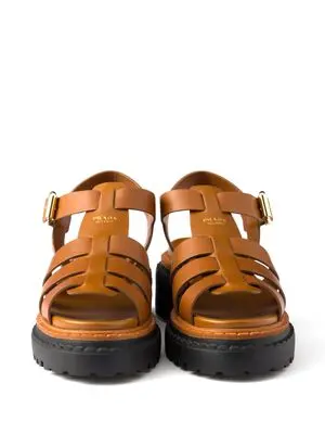 Prada Leather Cage Sandals - Multicolor