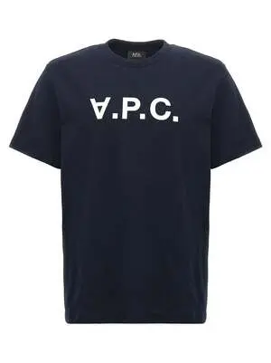 A.p.c. Vpc Cotton Crewneck T-shirt With Flocked Logo - Blue