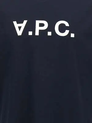 A.p.c. Vpc Cotton Crewneck T-shirt With Flocked Logo - Blue