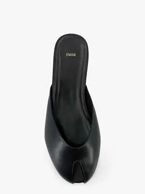 JUDE Flat Leather Sandals - Black