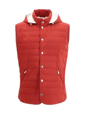 Brunello Cucinelli Quilted Down Vest - Red