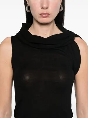 Rick Owens Knitted Wool Top With Cowl Neck - Multicolor