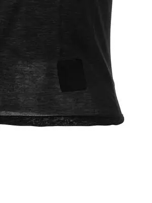 Rick Owens Ziggy Asymmetrical Cotton Top With Logo Tape - Black