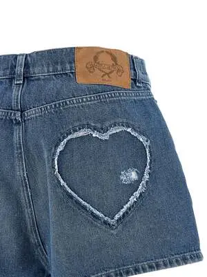 Moschino Heart Detail Denim Shorts