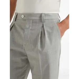 Brunello Cucinelli Grey Virgin Wool Tapered Trousers - Gray