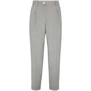Brunello Cucinelli Grey Virgin Wool Tapered Trousers