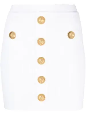 Balmain Balmain Ribbed Knit Mini Skirt With Faux Pockets Multicolor
