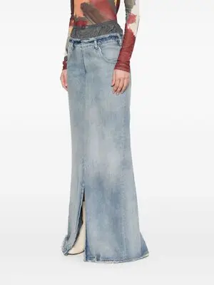 MAISON MARGIELA Denim Cotton Maxi Skirt With Front Slit - Multicolor