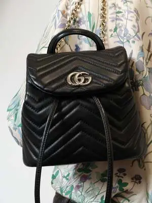 Gucci Gg Marmont Mini Quilted Leather Backpack - Black