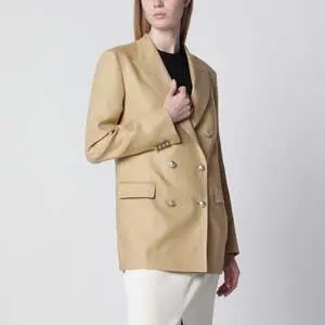 Tagliatore TAGLIATORE Double-Breasted Linen Jacket Cream