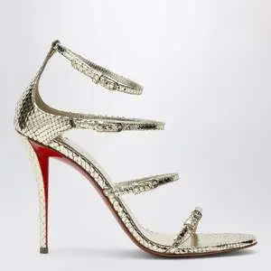 CHRISTIAN LOUBOUTIN Gold Leather High Heel Sandals