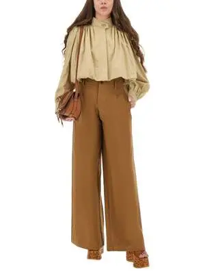 Chloé Wide Leg Cotton Trousers