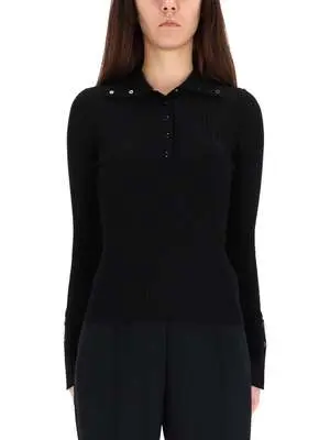 COURREGES Ribbed Polo Shirt - Black