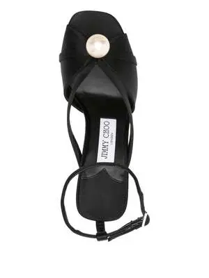 JIMMY CHOO Siva 95 Satin Sandals With Pearl Embellishment - Multicolor