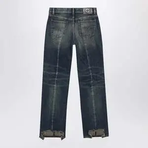 Versace Washed Regular-fit Cotton Jeans In Dark Denim