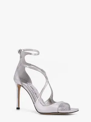 JIMMY CHOO Azia 95 Strappy Stiletto Sandals - Silver