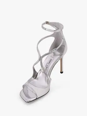 JIMMY CHOO Azia 95 Strappy Stiletto Sandals - Silver