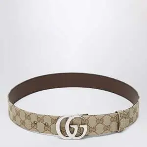 Gucci Marmont Flat Belt In GG Fabric Cream