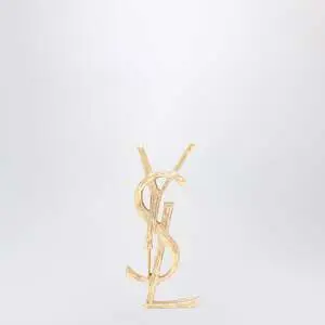 Saint Laurent Cassandre Brooch With Engraved Design - Silver