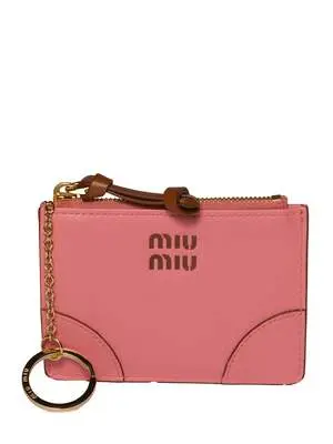 Miu Miu Leather Card Holder With Removable Key Ring
