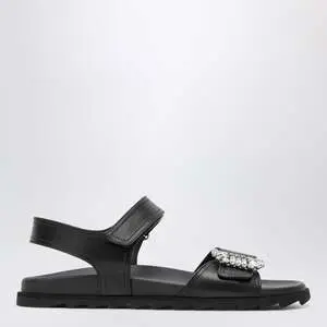 ROGER VIVIER Embellished Leather Sandals - Black