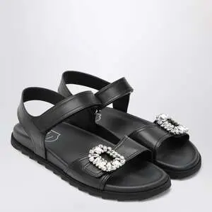 ROGER VIVIER Embellished Leather Sandals - Black