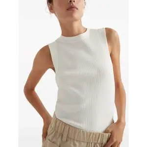 Brunello Cucinelli Sleeveless Round Neck Cotton Top