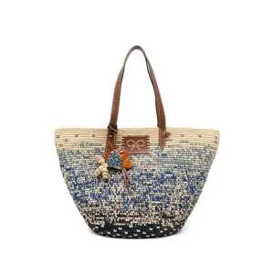 ANYA HINDMARCH Raffia Tote Bag With Ombré Effect - Blue