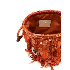 ANYA HINDMARCH Embellished Sequin Bucket Bag - Orange